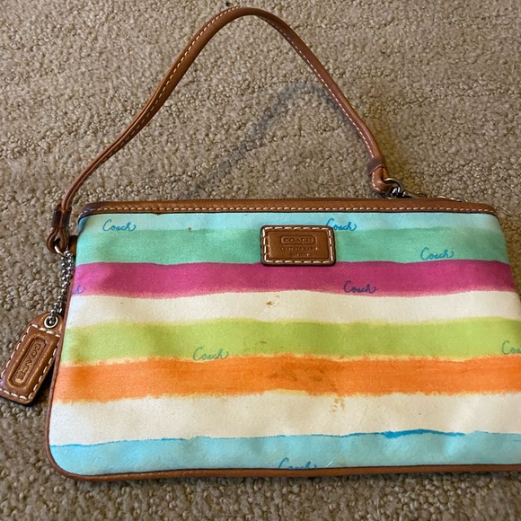 Coach | Bags | Coach Pastel Stripe Wristlet | Poshmark